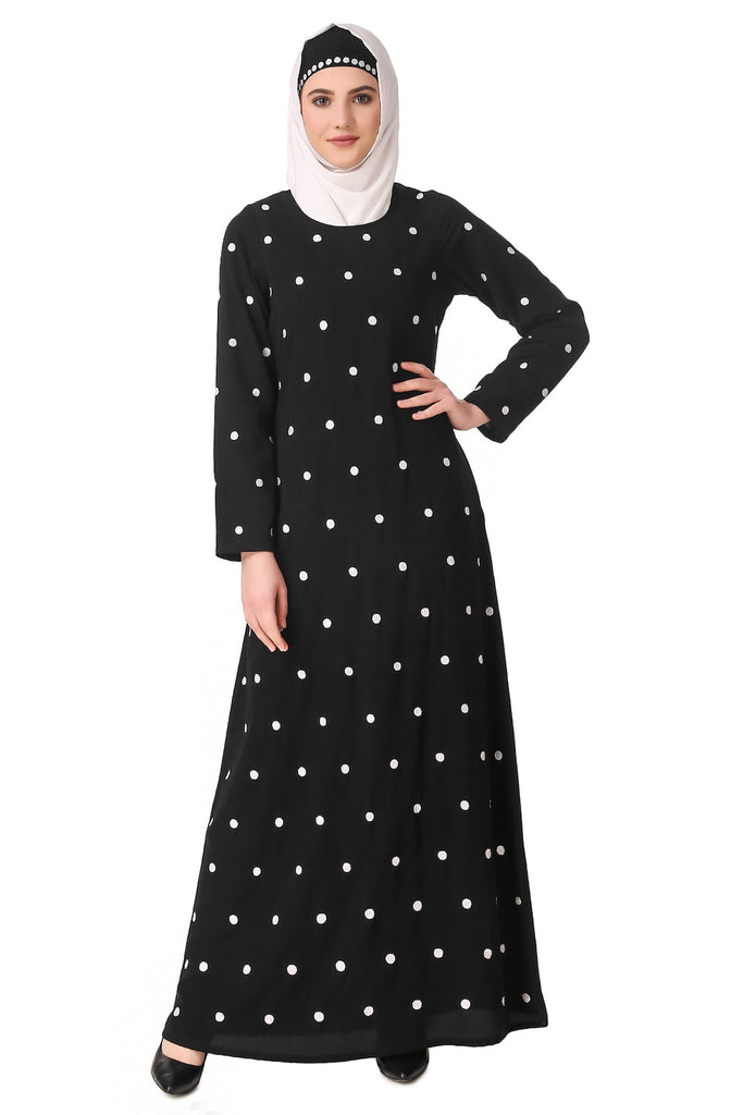 Buy Embroidered Polka Dot A-Line Abaya Online – MyBatua.com